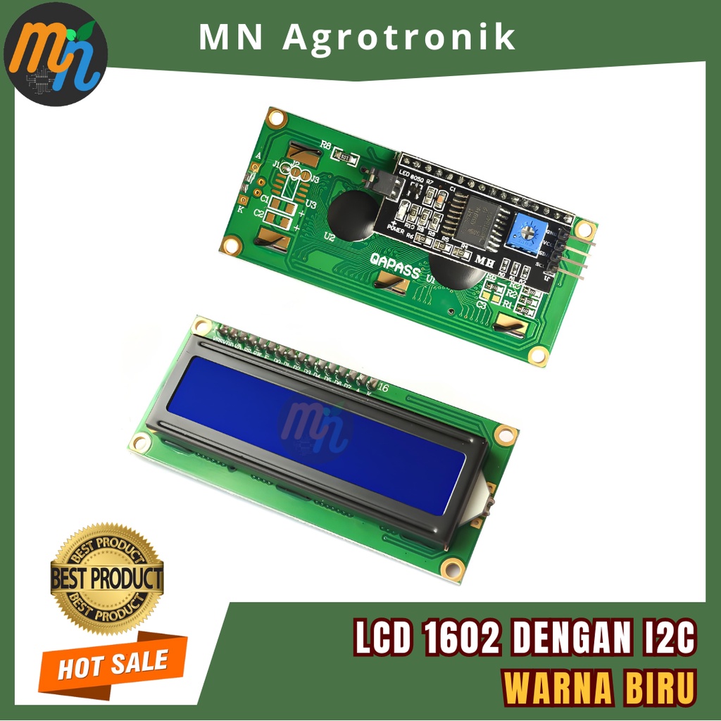 Jual LCD 1602 CHAR BLUE BACKLIGHT WITH I2C SERIAL INTERFACE MODULE | Shopee Indonesia