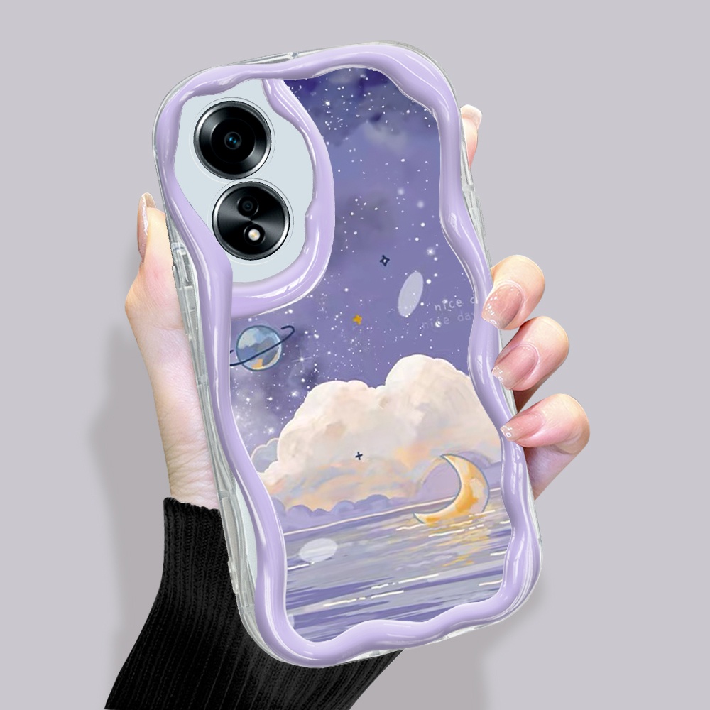 Jual Casing Hp Untuk OPPO A58 4G Softcase Star Moon Cassing Handphone Cream Texture Wavy Edge ...