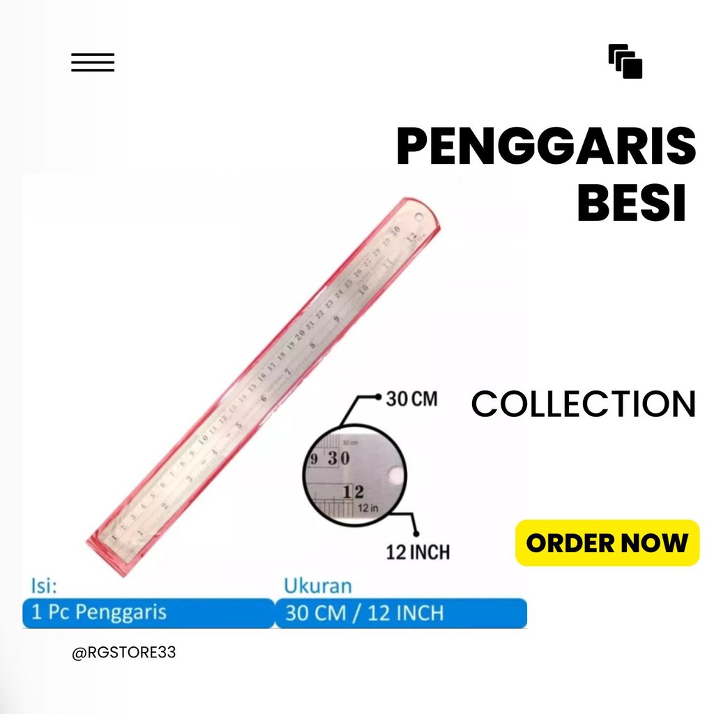 Jual Penggaris Besi Stainless Steel 30 Cm Menggaris Anak Sekolah MURAH ...
