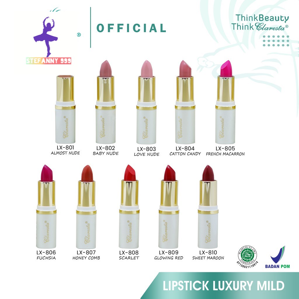 Jual Claresta Lipstick Luxury Mild Series 8 3,6g | Shopee Indonesia