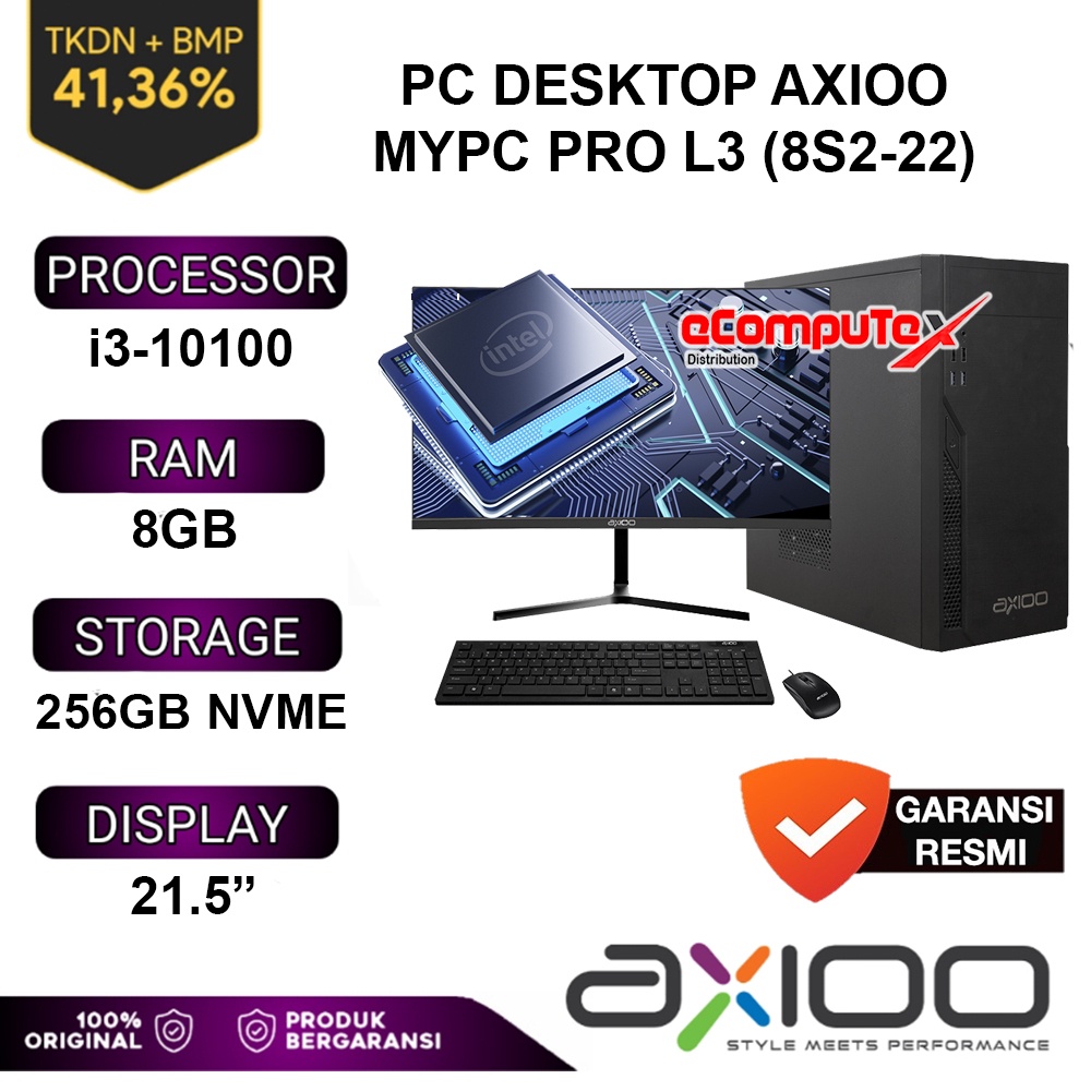 Jual PC DESKTOP AXIOO MYPC PRO L3 (8S2-22) i3 /8GB 256GB NVME / NON ...