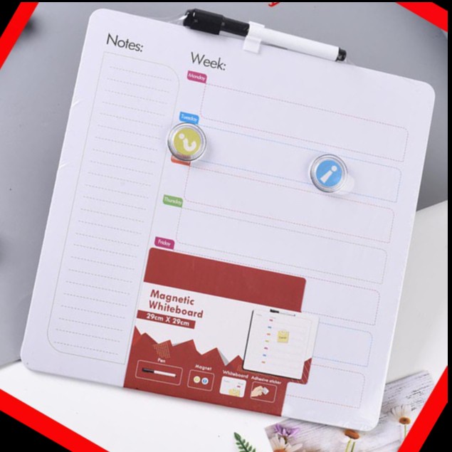 Jual Magnetic Whiteboard for Weekly Planner and Notes Square Shape Memo ...