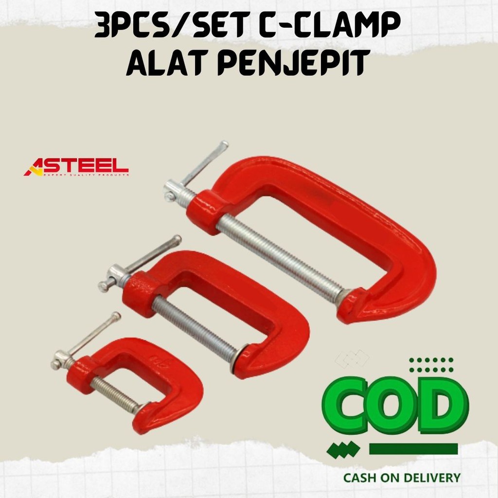Jual NEW 3PCS Clamp SET - Clamp C - Clamp C Set - Alat Penjepit - C ...