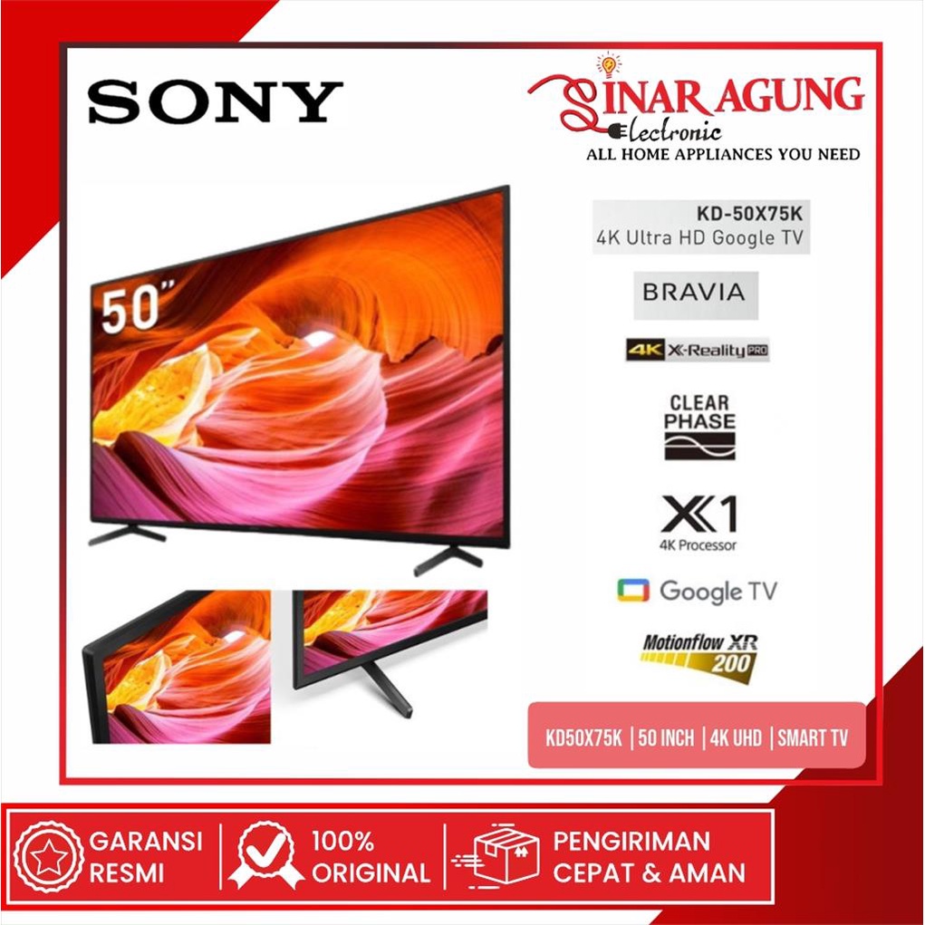 Jual SONY LED TV SMART ANDROID 4K UHD HDR 50X75 / KD50X75K GARANSI ...