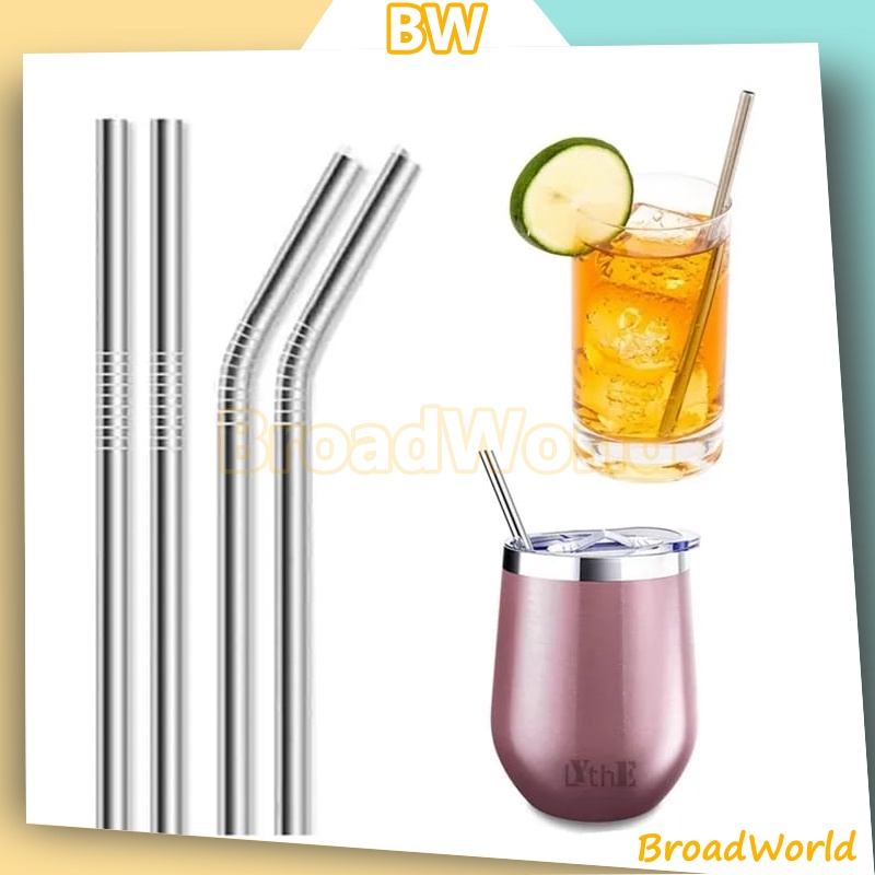 Jual 10pcs Sedotan Stainless Lurus 21.5cm Sedotan Minum Bengkok ...