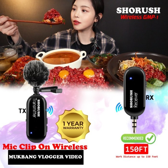 Jual Shorush GMP 1 Microphone Mic Clip On Wireless VLOG Camera HP ASMR ...