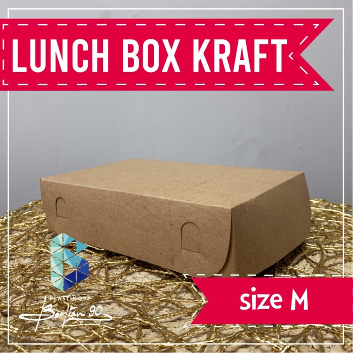 Jual luch box kraft ukuran M Paper lunch box kotak makan kertas coklat ...
