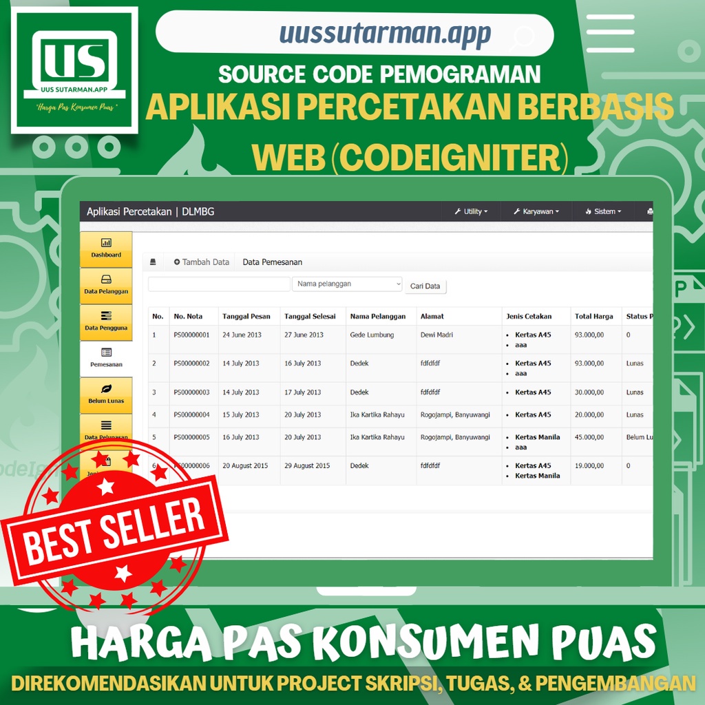 Jual Source Code Aplikasi Percetakan Berbasis Web (Codeigniter) | Shopee Indonesia