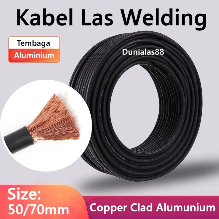 Jual 5M Kabel Las Hitam 50mm 70mm Aluminium Tembaga Welding Cable Mesin ...