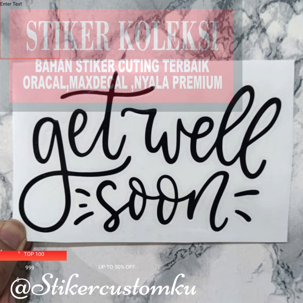 Jual Stiker Get Well Soon Sticker Cutting Balon PVC Stiker Akrilik ...