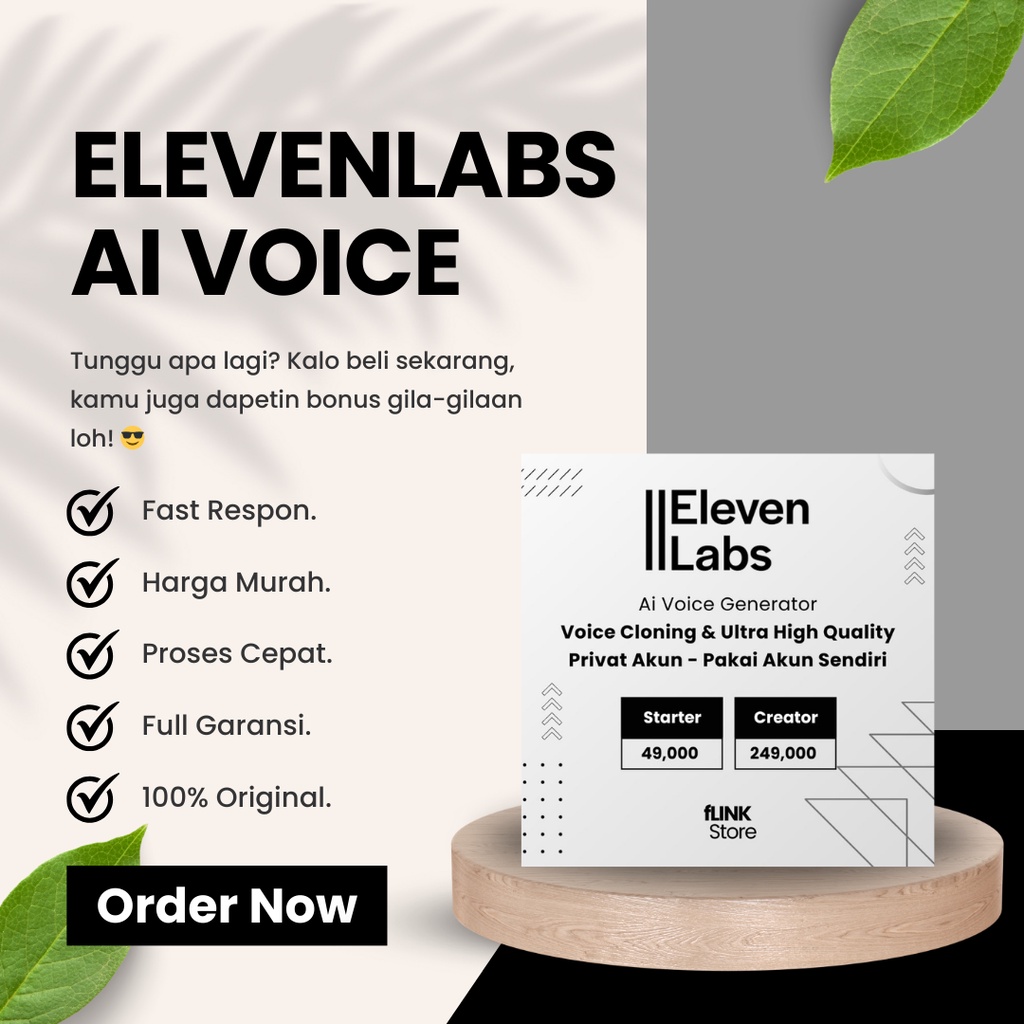 Jual Elevenlabs Starter Creator Ai Voice Cloning Premium 1 Bulan Shopee Indonesia