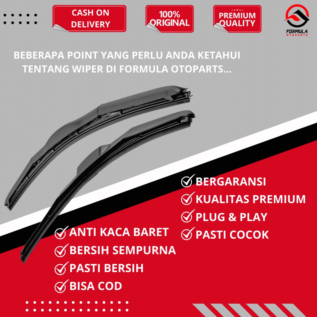 Jual Wiper Hybrid Blade Wuling Almaz Wiper Mobil Frameless Model Hybrid Kiri dan Kanan 1 set ...