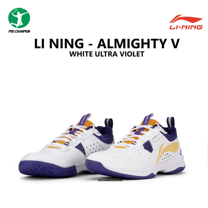 Jual Sepatu Badminton Terbaru Lining Almighty V White Ultra Violet ...