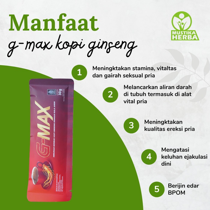 Jual Readyy G-MAX KOPI GINSENG HERBAL STAMINA PRIA 1 SACHET (perivasi aman) | Shopee Indonesia