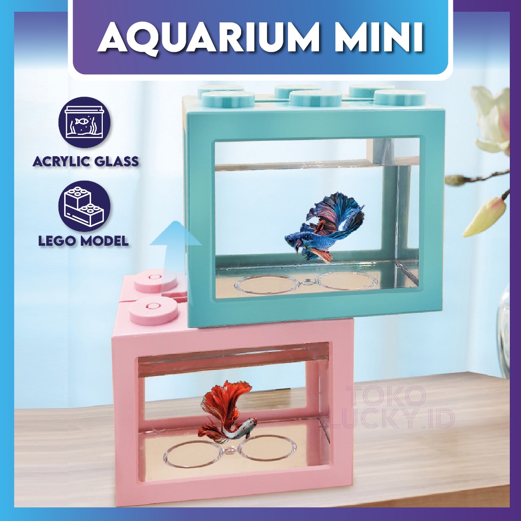 Jual Aquarium Mini Cupang 12x8cm Akrilik Akuarium Block Ikan Hias Emas ...