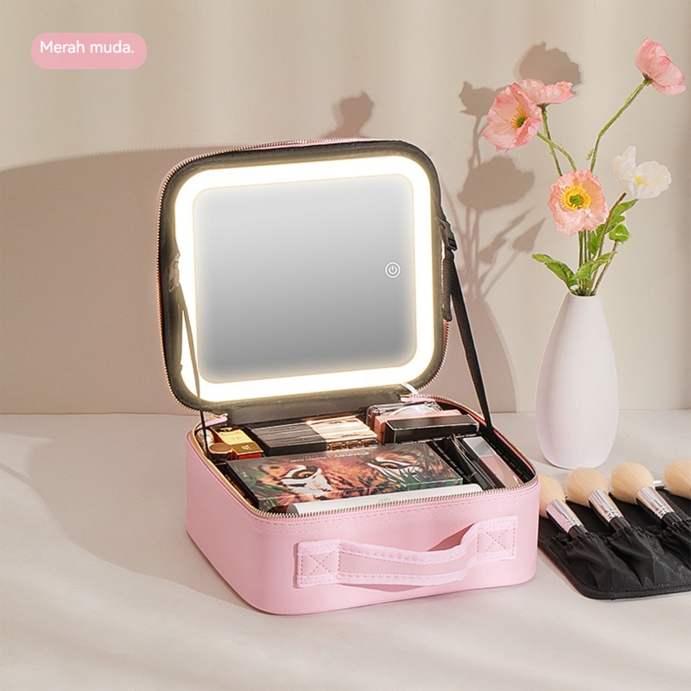 Jual Tas Makeup Lampu / Beauty Case LED Bag Mua / Full Mirror Tas ...