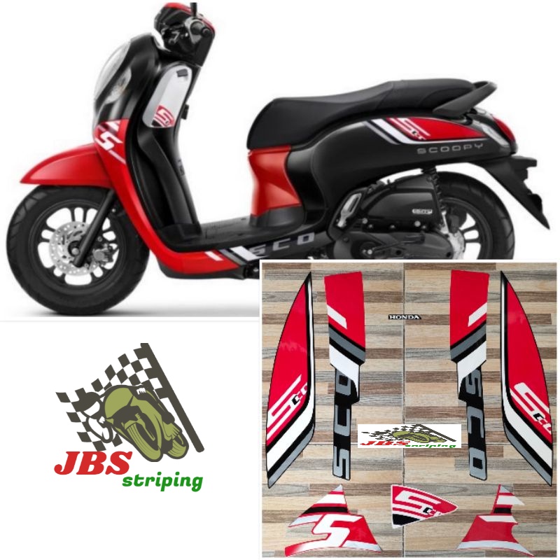 Jual Striping stiker Honda Scoopy sporty merah hitam tahun 2022 2023 ...