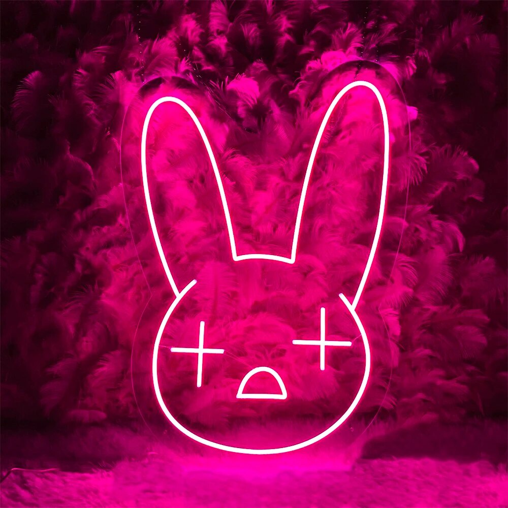 Jual Pink Rabbit Neon Sign Custom Animal Sign Home a Bedroom Kids Room ...