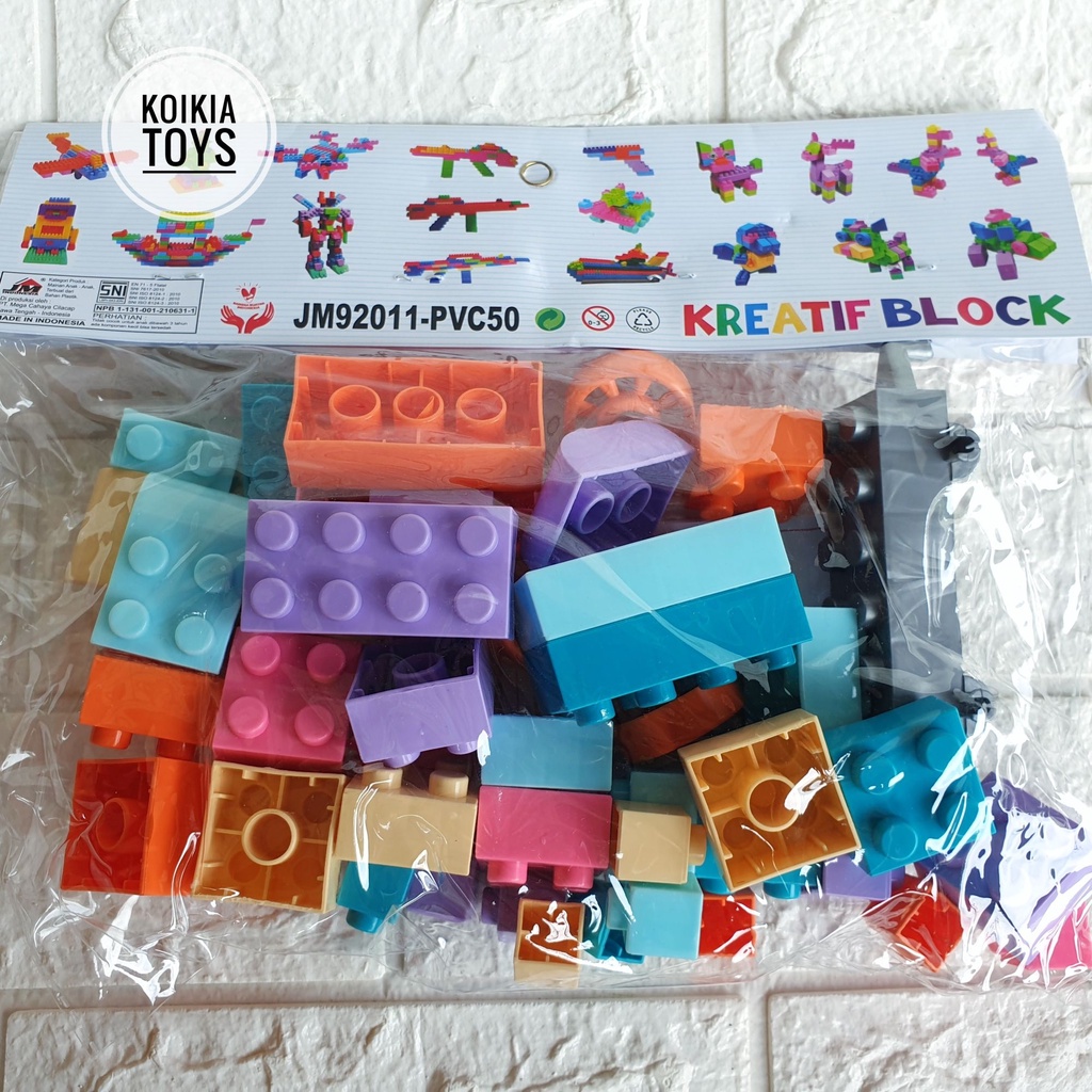 Jual Mainan edukasi balok susun puzzle block isi 50pcs ukuran sedang ...