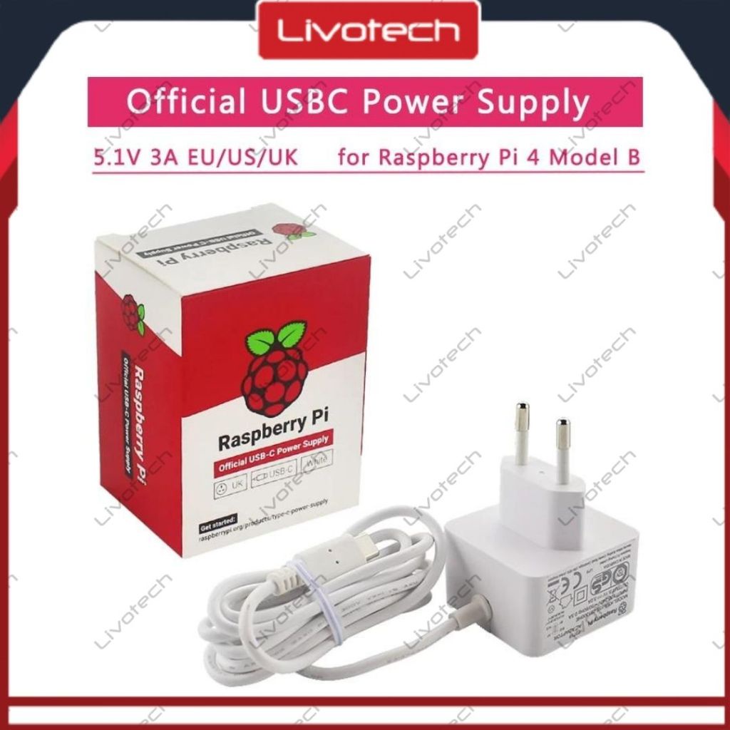 Jual Adaptor Original Rasberry Pi 4 Adapter 5.1V 15.3W Official USB ...