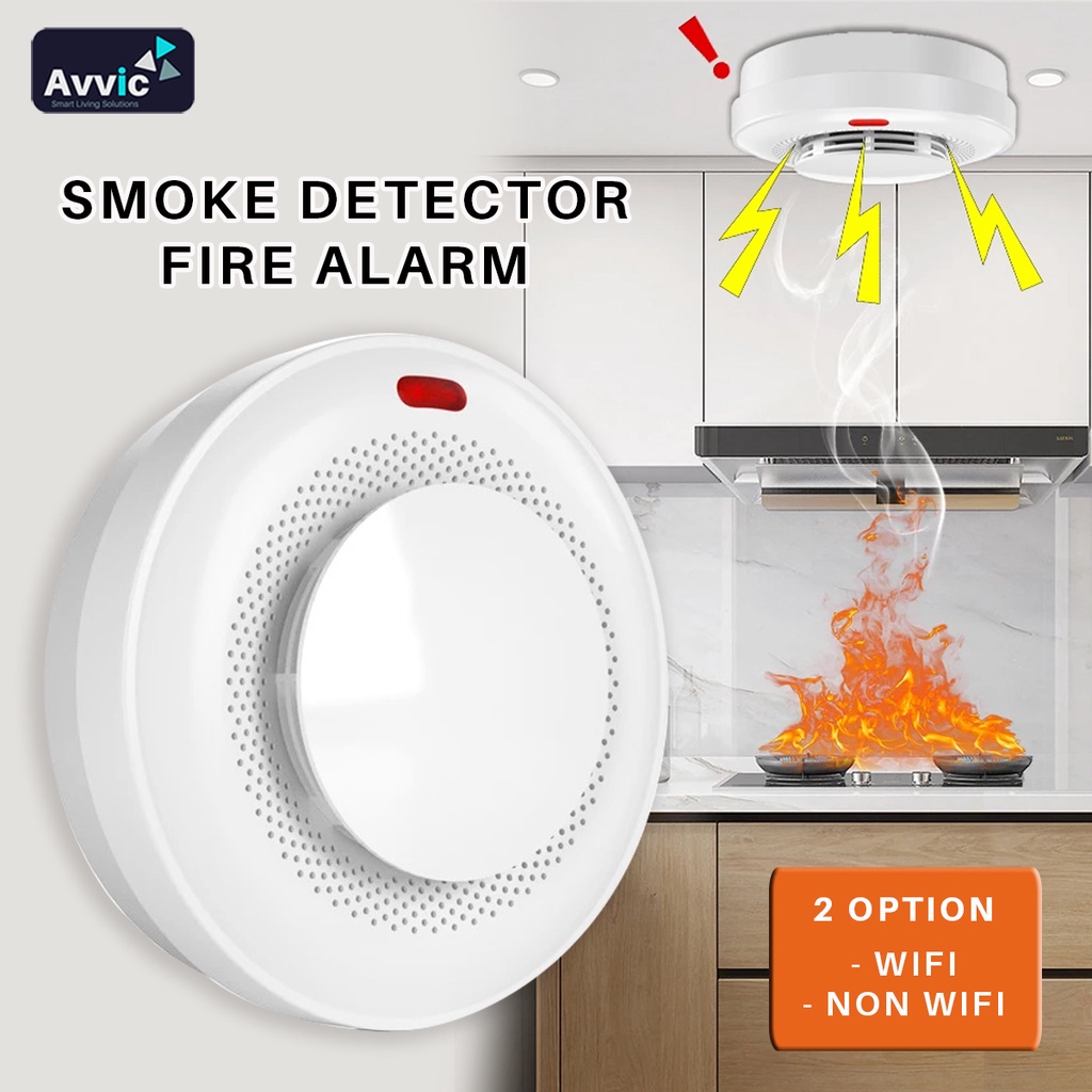 Jual Avvic Smoke Detector Fire Alarm Photoelectric Sensor Kebakaran ...