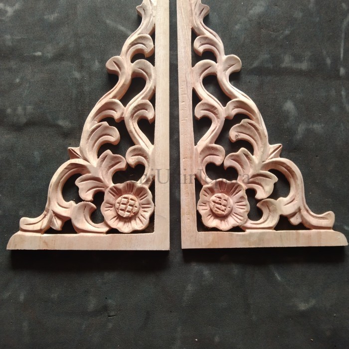 Jual Ukiran sudut 1 pasang ornamen tempel kayu mahoni SU422 | Shopee ...
