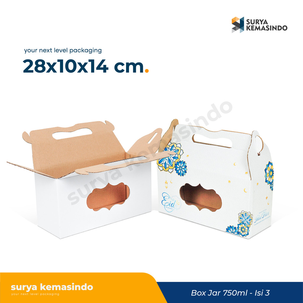 Jual Box 28x10x14 JAR 750 ml Isi 3 Toples Bulat Kardus/packing/kemasan ...