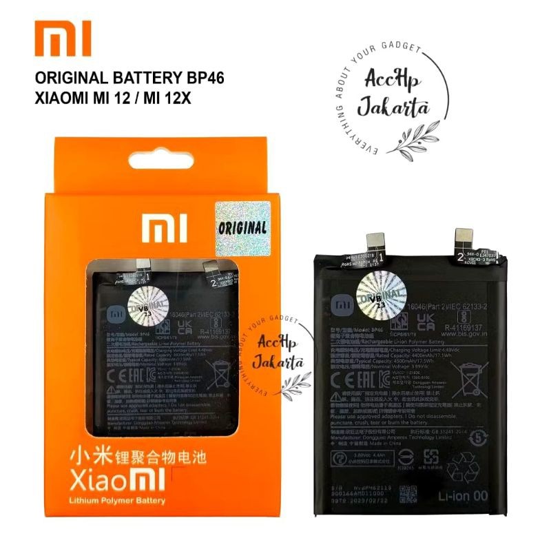 Jual BATTERY BATU BATRE BATRAI BATERAI Xiaomi Redmi MI 12 MI 12X BP 46 Bp 46 100% ORIGINAL ...