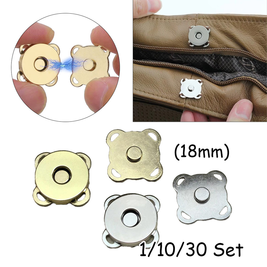 Jual 10/30set kancing dompet magnet Emas/Perak kancing magnet jahit DIY ...