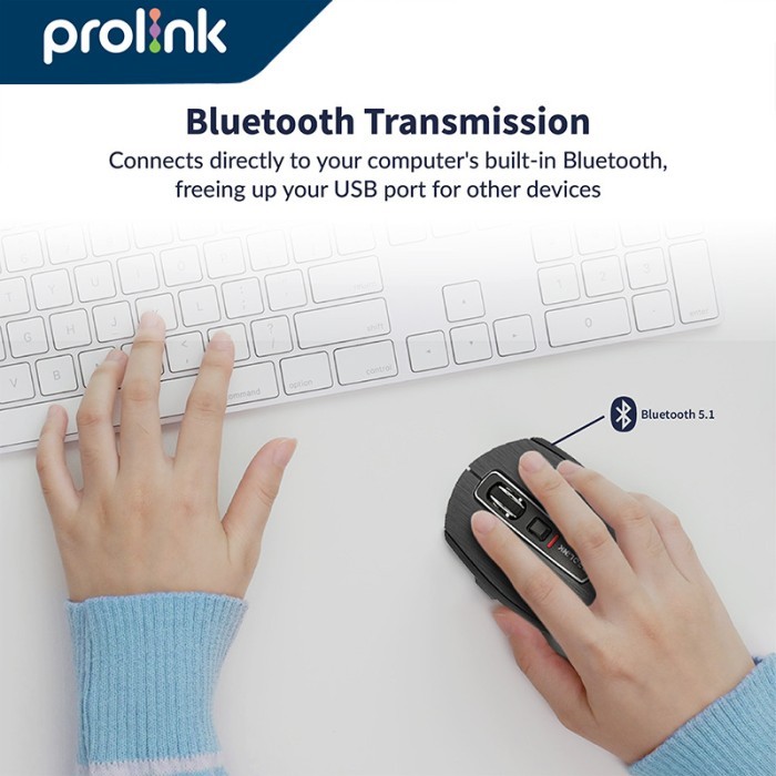 Jual Prolink Mouse Wireless Bluetooth 5.1 BT 6 button DPI 800-1600 ...