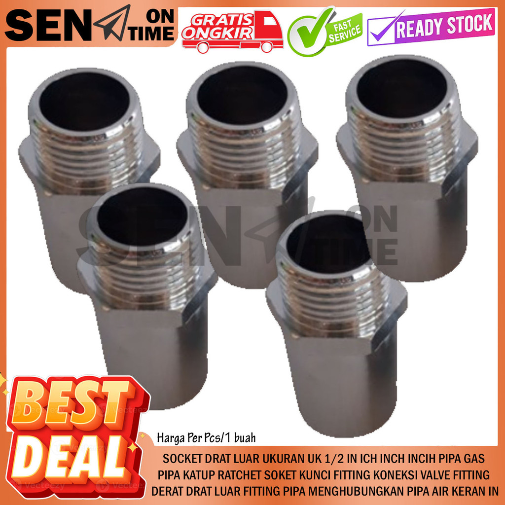 Jual Sok Socket Soket Besi Drat Luar Uk 1/2 In Sock Nepel Derat Dalam ...