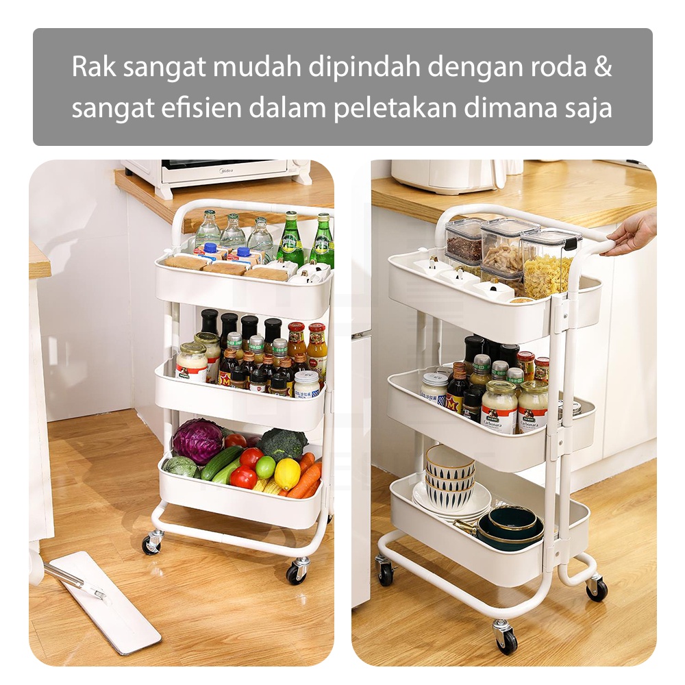 Jual HUGO Rak Dapur Dorong Besi Stainless Steel Rak Troli Susun ...