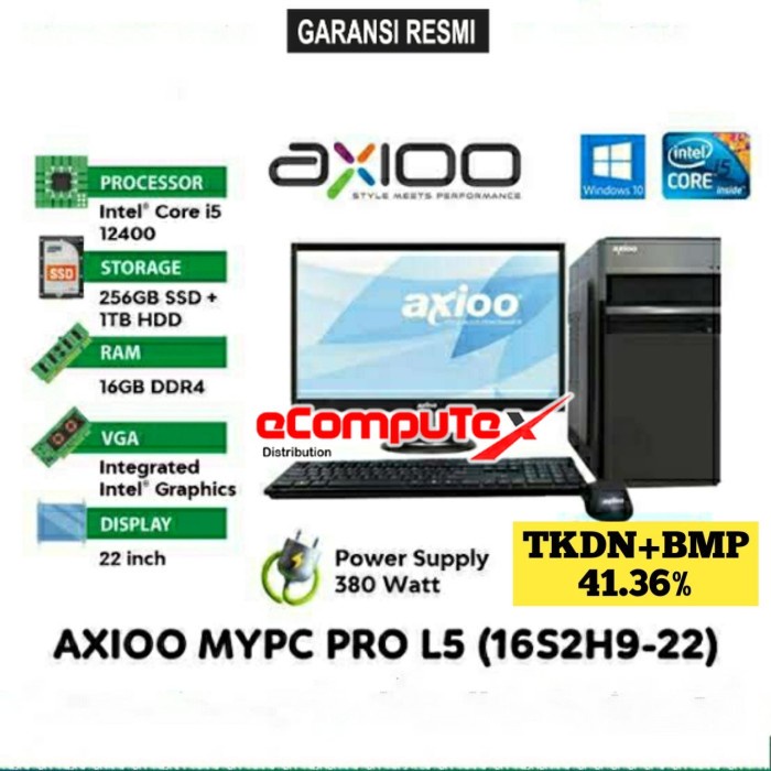 Jual PC DESKTOP AXIOO MYPC PRO L5(16S2H9-22) i5 16GB 1TB 22"FHD TKDN ...