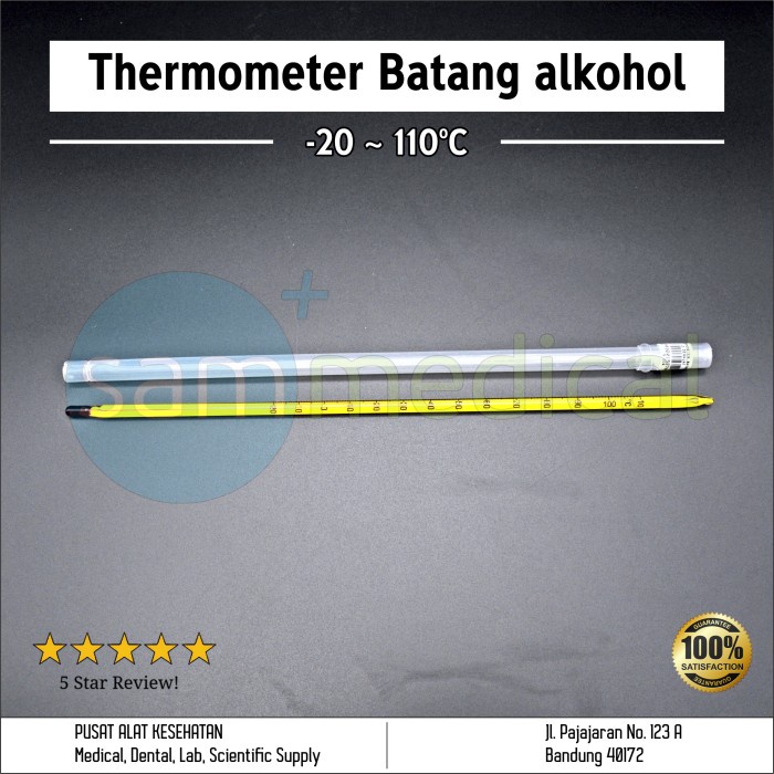 Jual TERMOMETER / Thermometer Batang Alkohol -10 sampai 110 Celcius (S ...