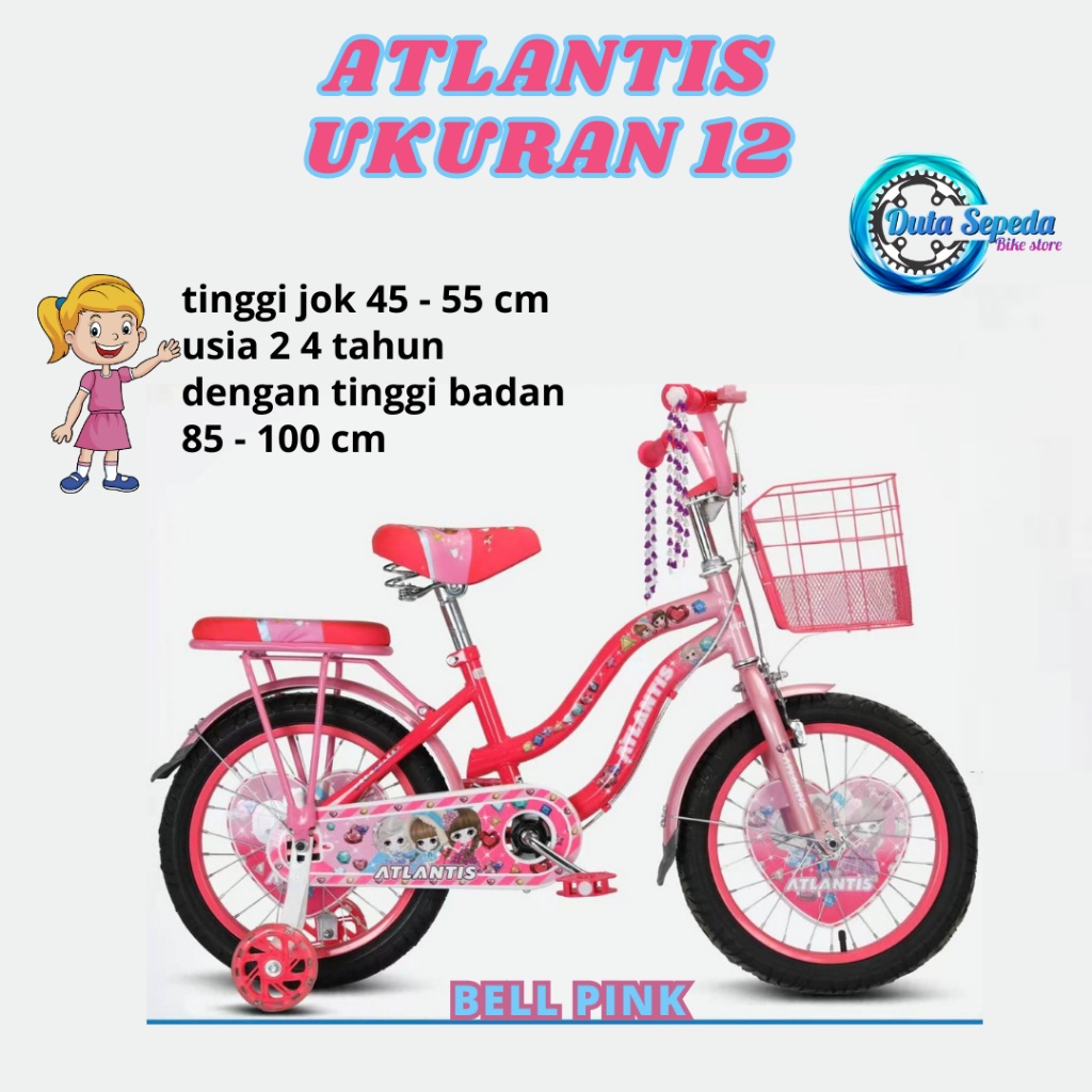 Jual Sepeda anak perempuan ukuran 12 inch usia 2 - 4 tahun merek ...