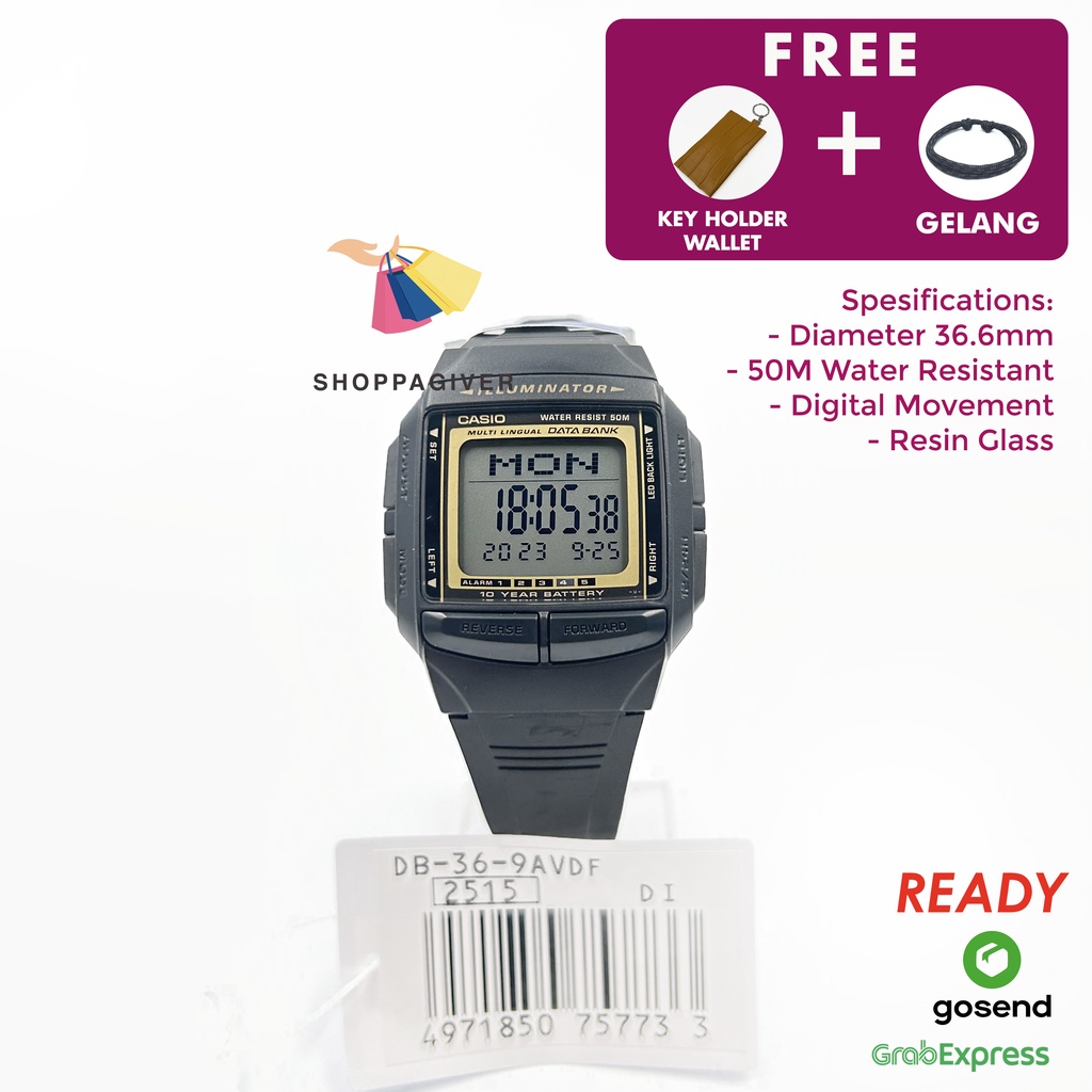 Jual Jam Tangan Casio Databank Db 36 9a Db 36 9avdf Digital Bergaransi Shopee Indonesia