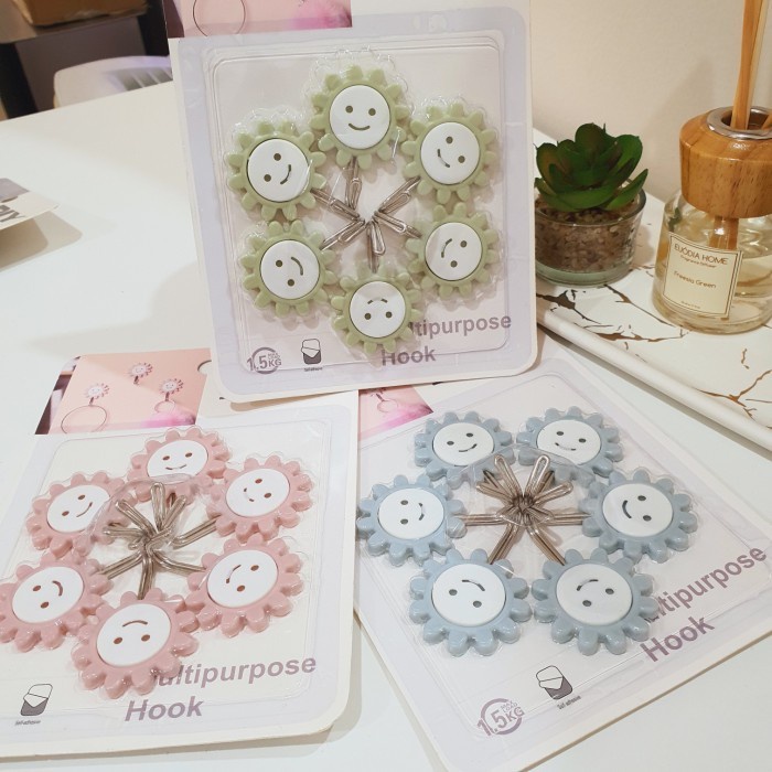 Jual Cantolan Hook BUNGA SMILE ISI 6 Gantungan Tempel Dinding Tanpa ...