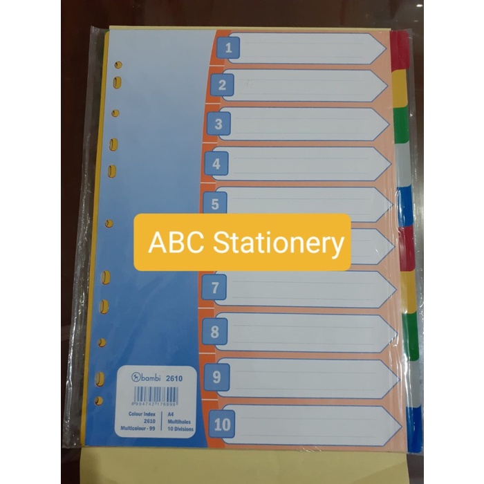 Jual Divider Pembatas Bambi A4 Angka dan warna 1-10 no 2610 | Shopee ...
