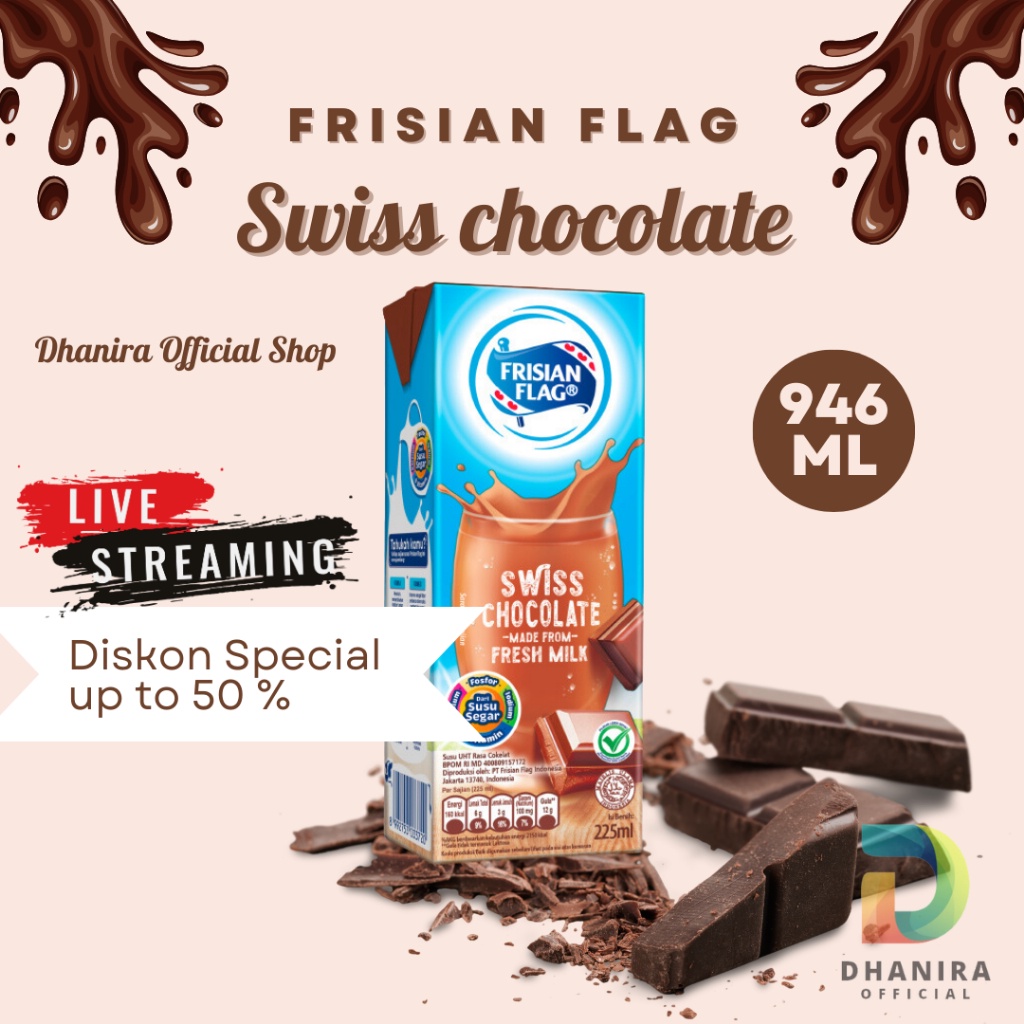 Jual [TERMURAH] Frisian Flag Susu UHT Swiss Chocolate 946 ML / SUSU FRISIAN FLAG UHT 946 ML ...