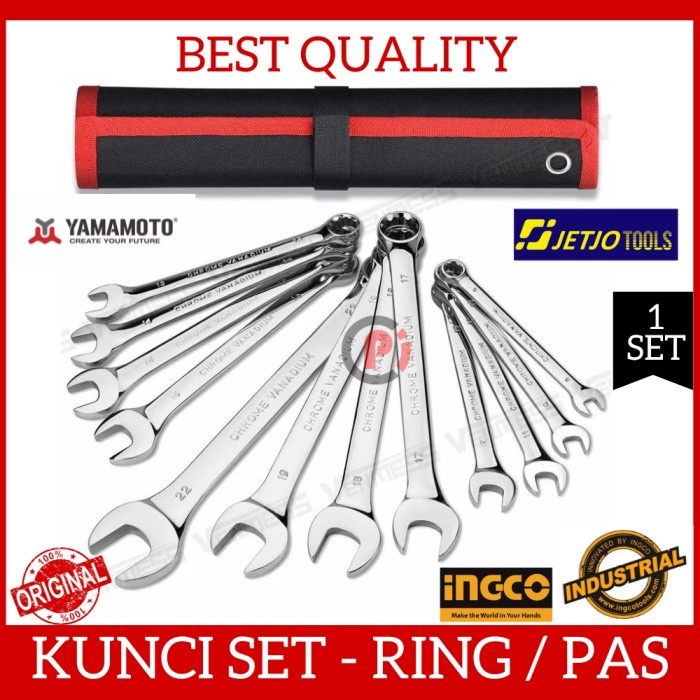 Jual Paket Set Kunci Ring / Pas / Kombinasi Ukuran Lengkap Spanner Wrench | Shopee Indonesia