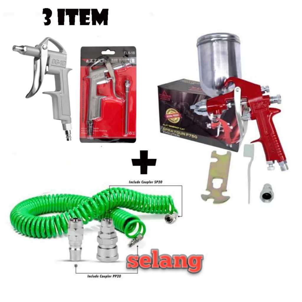 Jual PAKET Spray Gun - Alat Semprot Cat spet Spray Gun F75G Semprotan ...