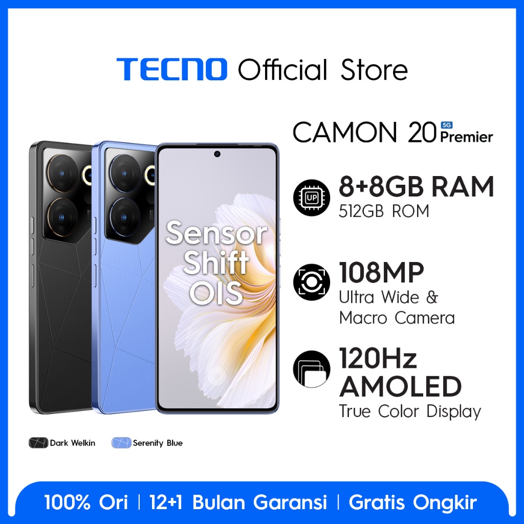 Jual TECNO CAMON 20 Premier 5G – 108MP UltraWide+Macro Camera with Sensor shift OIS+EIS+RGBW Pro ...