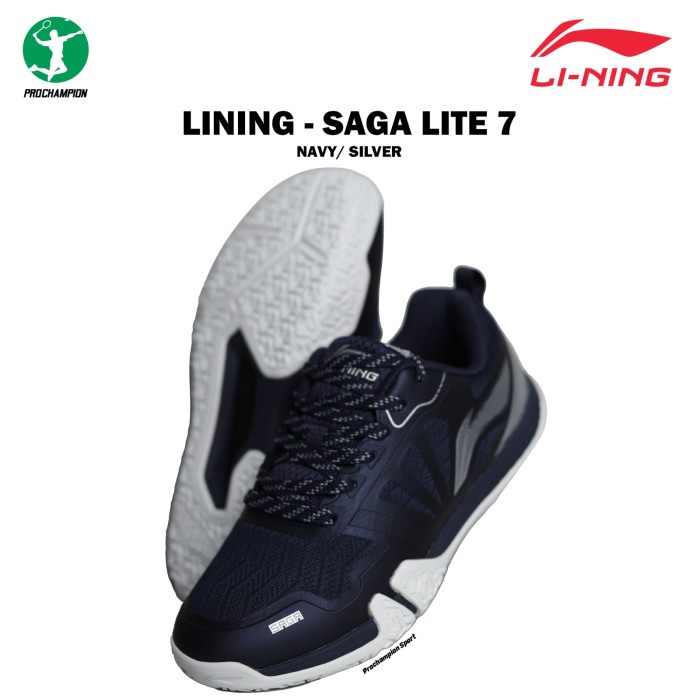 Jual Sepatu Badminton Lining Saga Lite 7 Original Navy Silver | Shopee ...