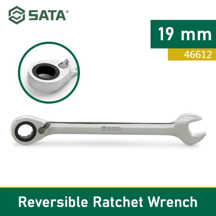 Jual SATA TOOLS 19 MM Reversible Ratchet Wrench Bolak Balik 46612 ...
