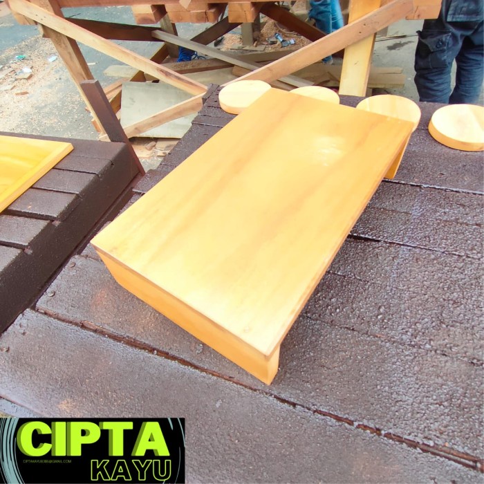 Jual meja stand kayu tanpa sekat meja monitor/tv | Shopee Indonesia