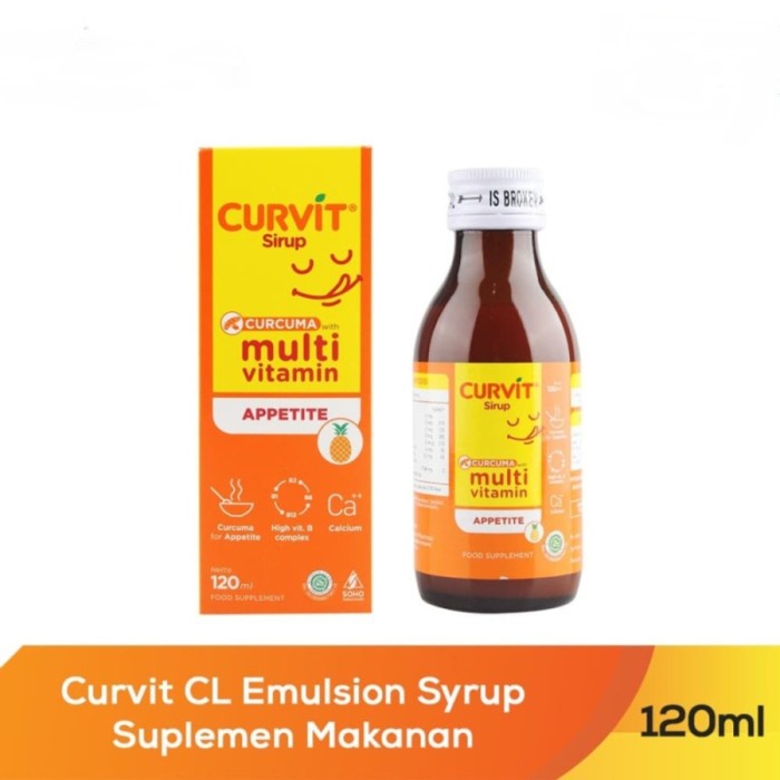 Jual NAFSU MAKAN TEMULAWAK CALSIUM MULTIVITAMIN CURVIT SIRUP 120 ML ...
