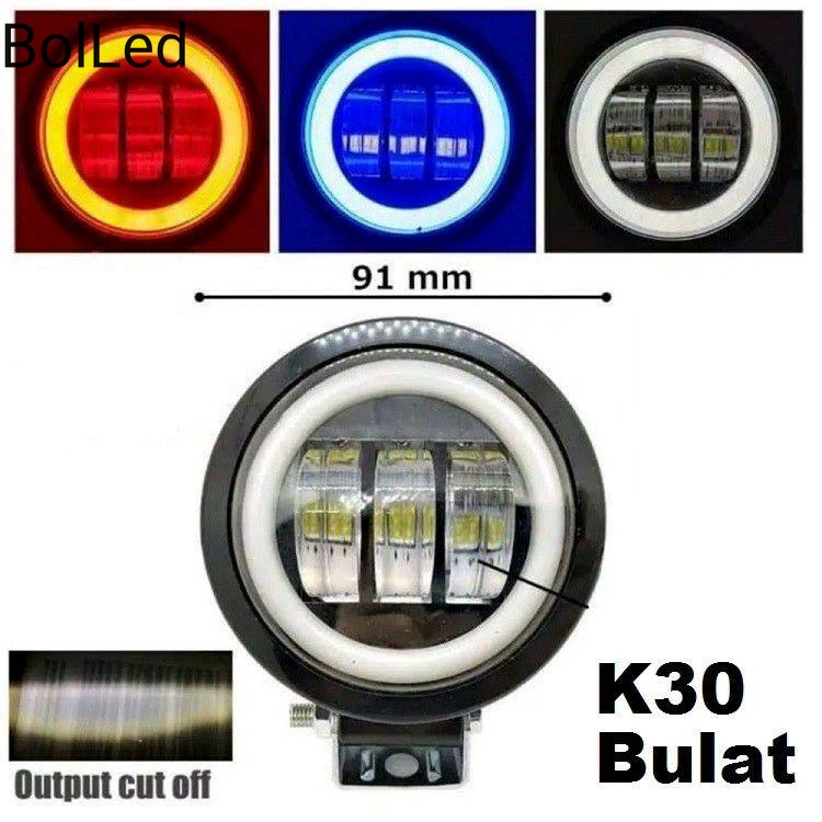 Jual Lampu tembak LED bulat daymaker 3 mata 12v mobil motor BolLED ...