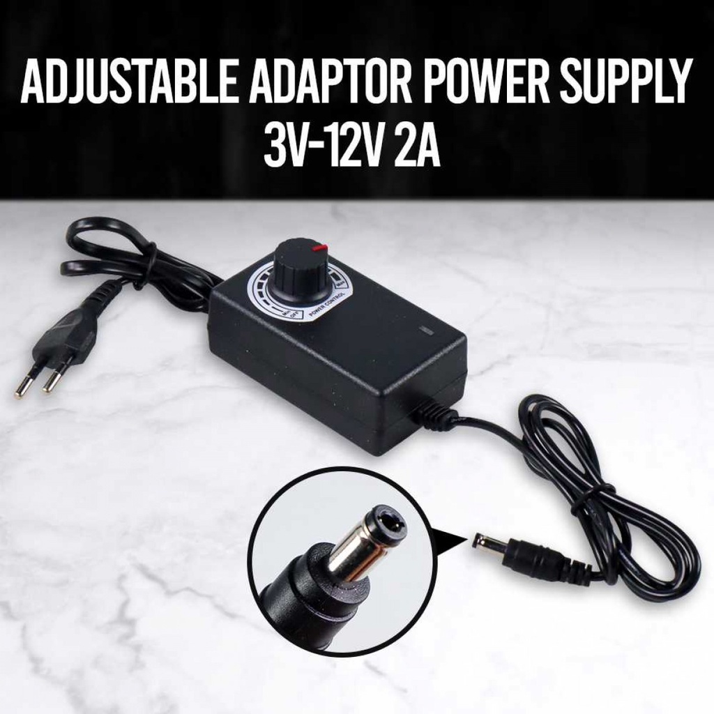 Jual Adjustable Power Adapter Dimmer / Adaptor Dimer AC 2A - DC 3-12V ...