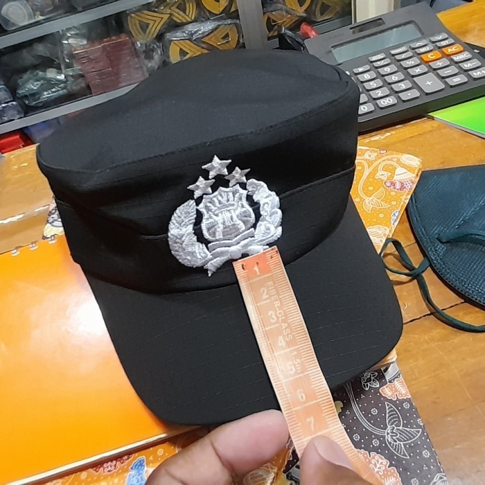 Jual topi komando logo tribrata / polisi bahan rip warnacoklat ukuran57 ...