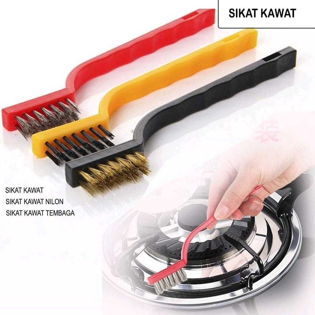 Jual Sikat Kawat Baja Set 3 in 1 Sikat Pembersih Nylon Tembaga Kompor ...